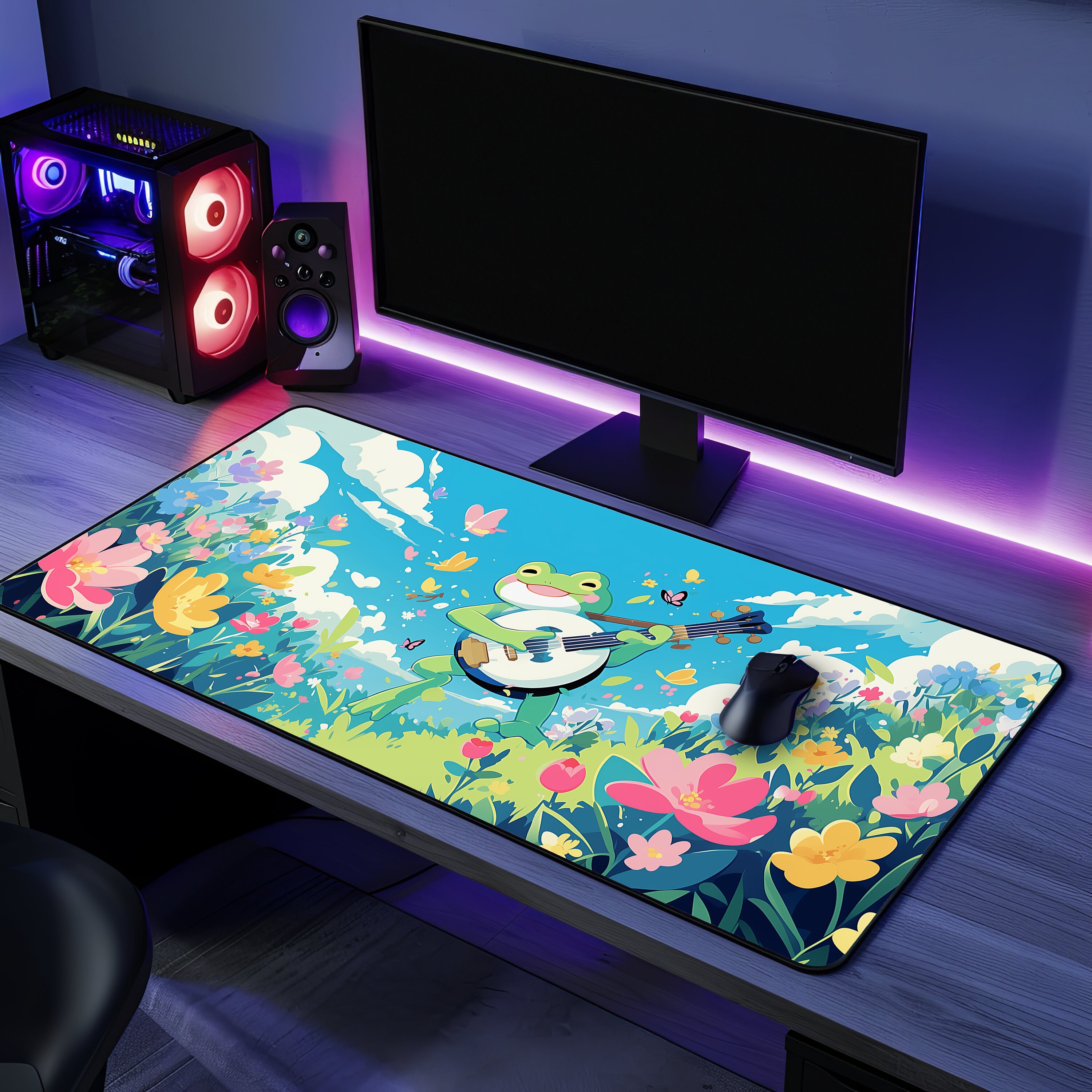 Frog the Bard Desk Mat, Kawaii Cute Frog Non Slip Mouse Pad, Aesthetic ...