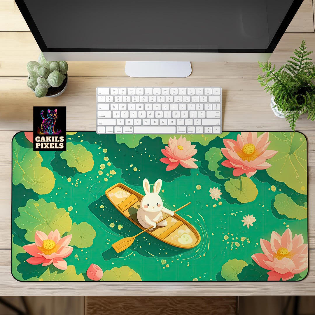 Bunny on a Boat Desk Mat: Kawaii Anime Rabbit Gaming Mouse Pad - Etsy