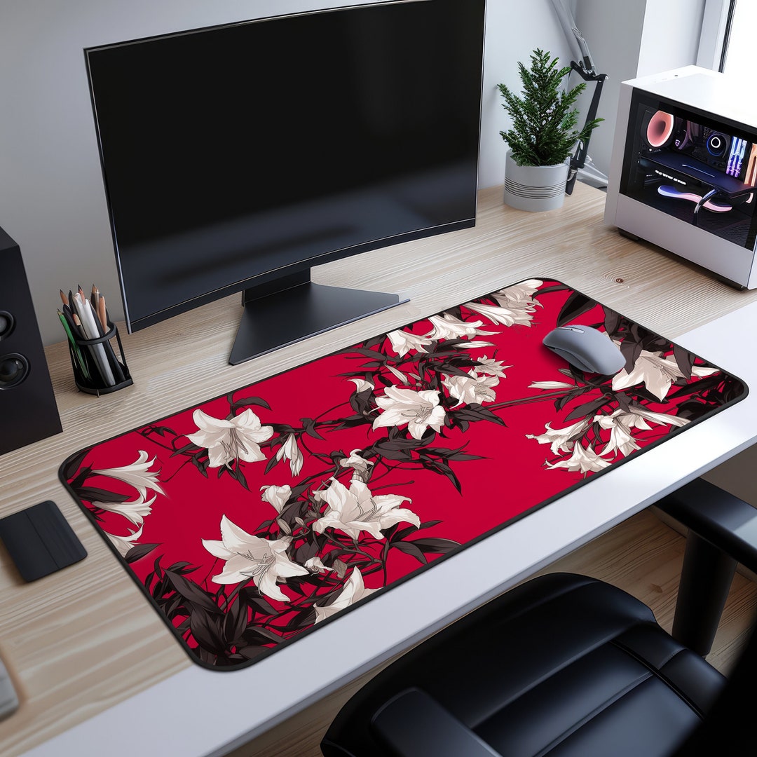 Vintage Orchids Desk Mat, Cottagecore Non Slip Mouse Pad, Aesthetic ...