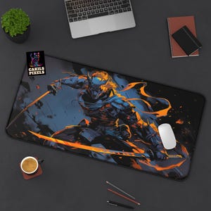 Oni Samurai Desk Mat, Anime Warrior Mouse Pad, Japanese Art Desk Decor ...