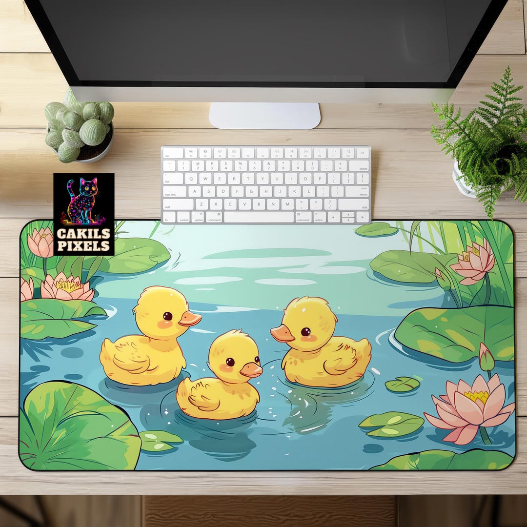 Cute Little Ducklings Desk Mat, Kawaii Duck Non Slip Mouse Pad, Kawaii ...