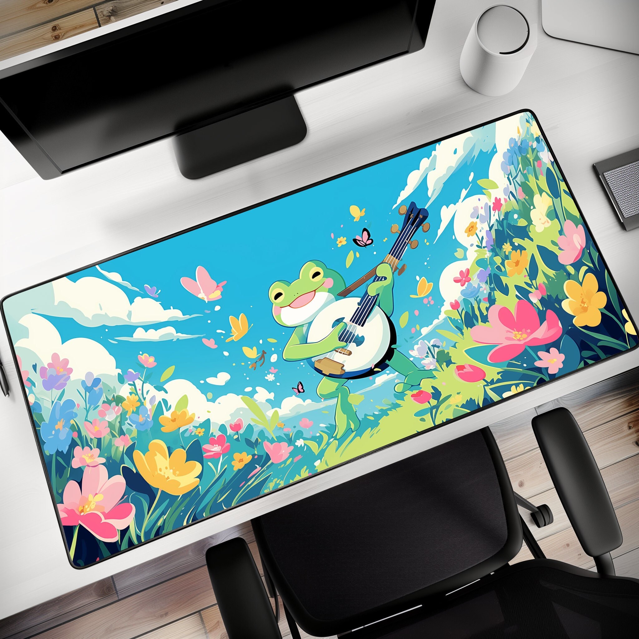 Frog the Bard Desk Mat, Kawaii Cute Frog Non Slip Mouse Pad, Aesthetic ...
