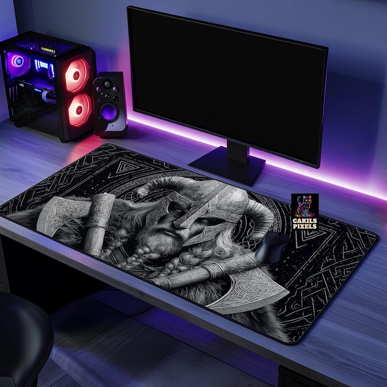 Viking Desk Mat - Nordic Warrior Mouse Pad - Norse Mythology Desk Decor ...