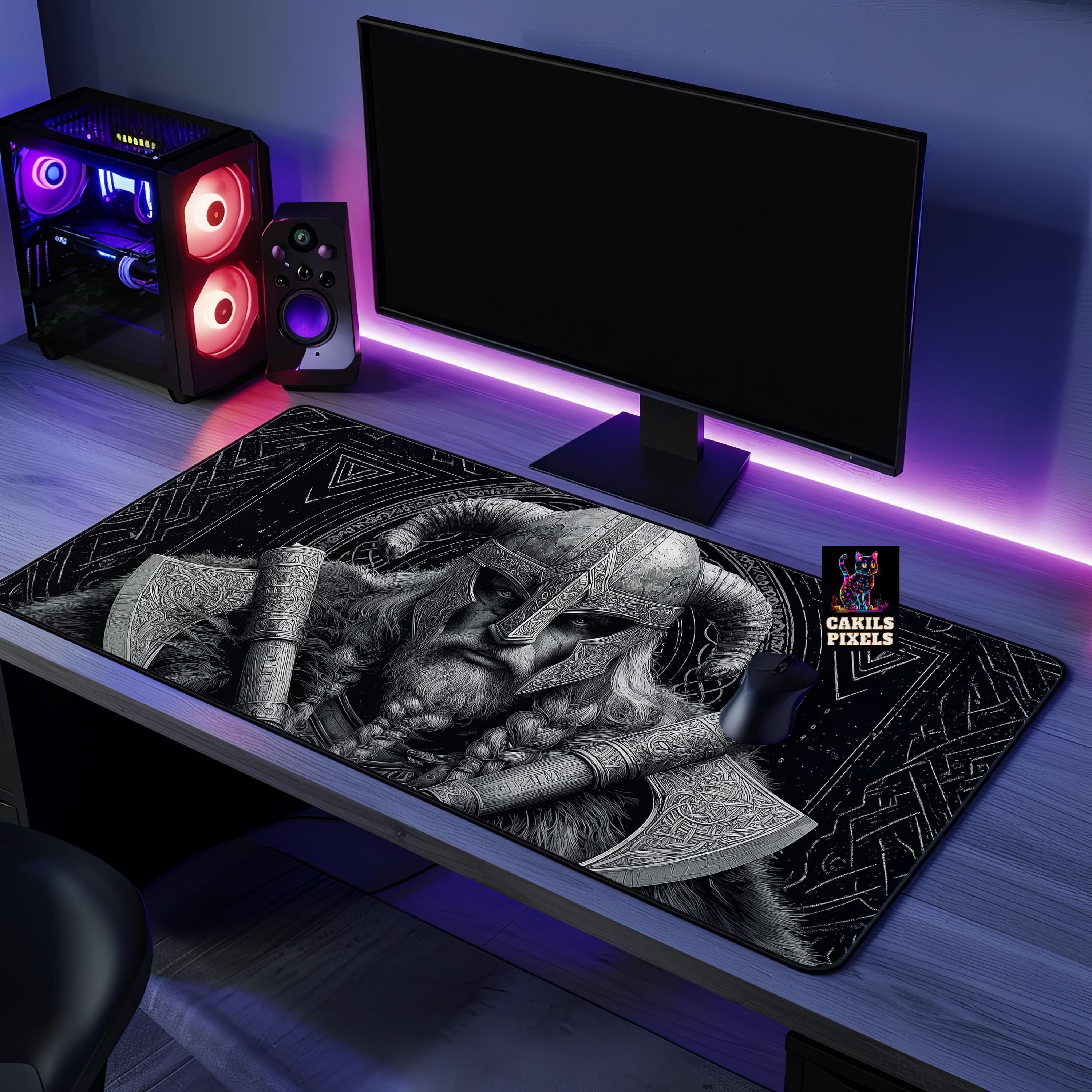 Viking Desk Mat - Nordic Warrior Mouse Pad - Norse Mythology Desk Decor ...