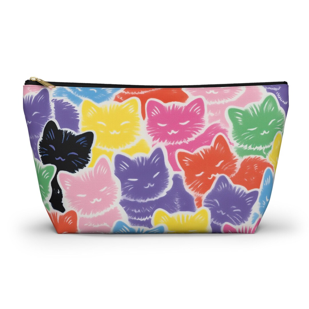 Colorful Cute Cats Accessory Pouch W T-bottom - Cat Lovers Gift ...