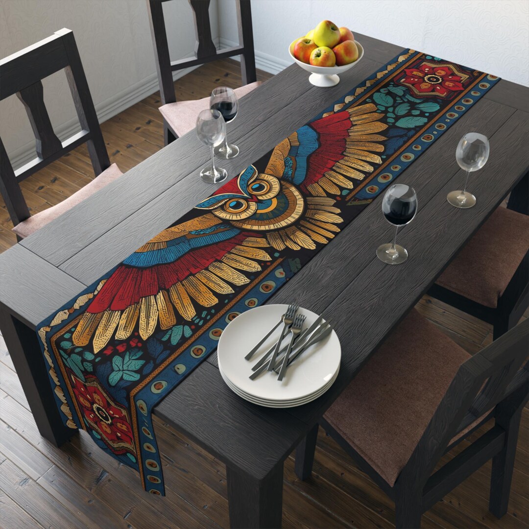 Tribal Owl Table Runner: Native American Inspired Dining Accent - Etsy