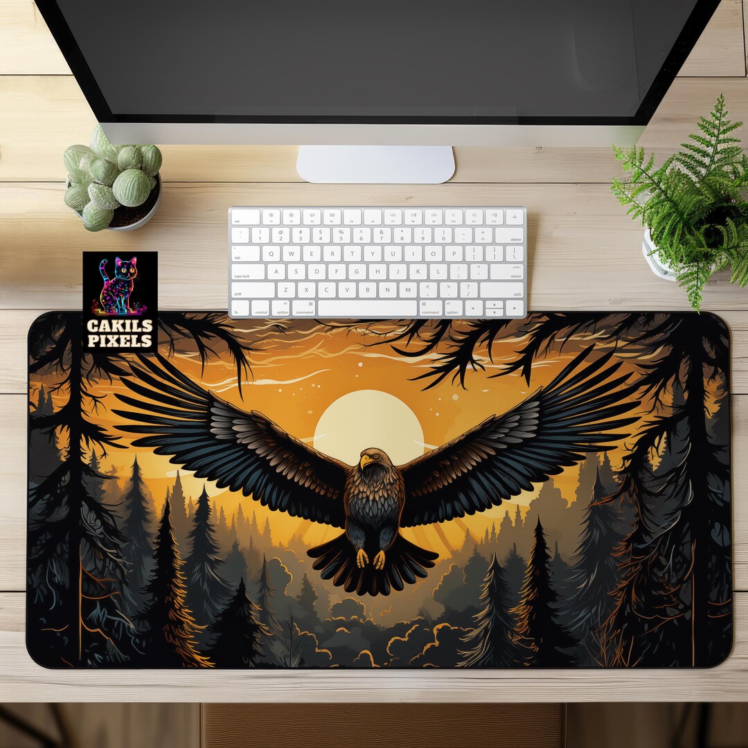 Eagle Desk Mat, Unique Animal Art Non Slip Mouse Pad, Aesthetic Desk ...
