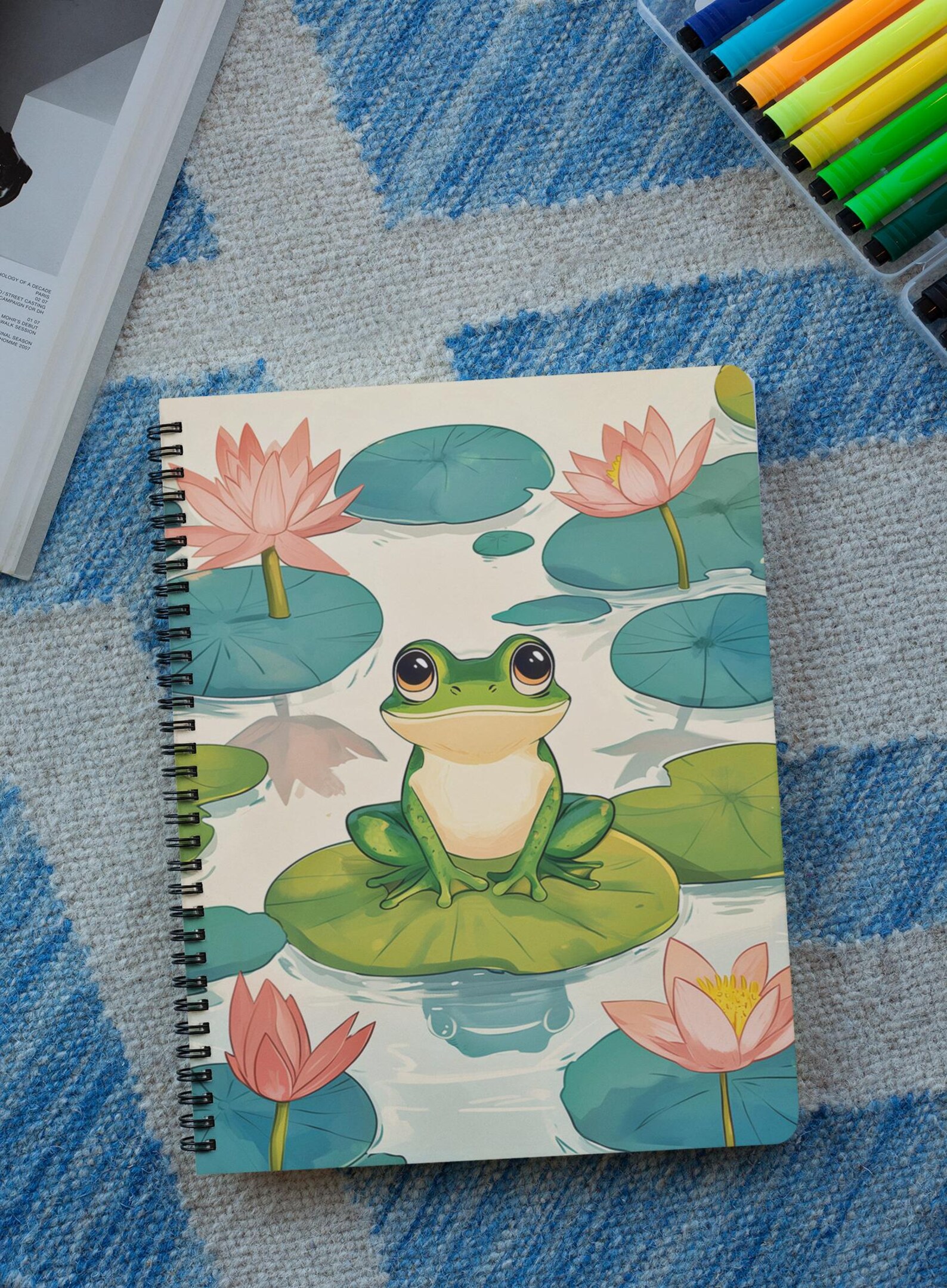 Lily Pond Frog Spiral Bound Notebook - Ruled Line - Cute Kawaii ...