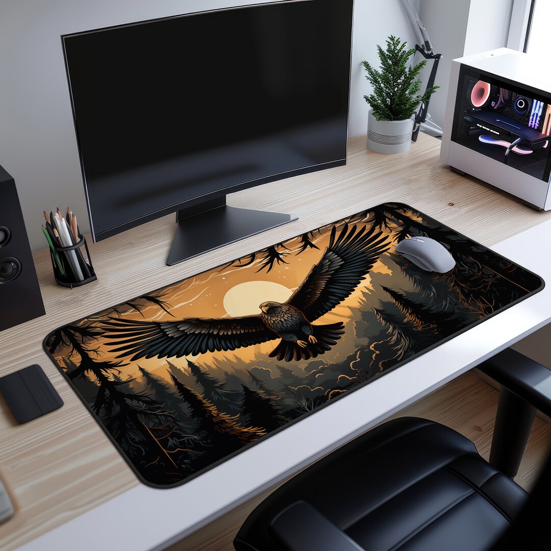 Wild Eagle Desk Mat, Eagle Poster Art Mouse Pad, King of Birds Keyboard ...