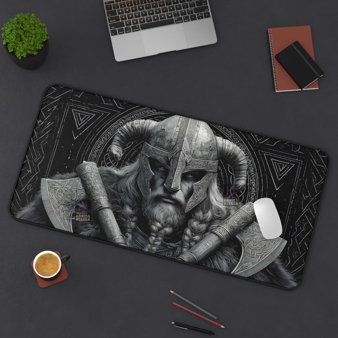 Viking Desk Mat - Nordic Warrior Mouse Pad - Norse Mythology Desk Decor ...