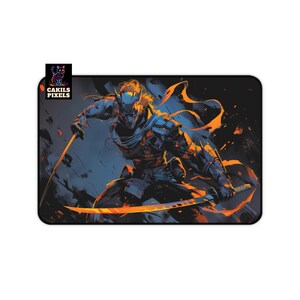 Oni Samurai Desk Mat, Anime Warrior Mouse Pad, Japanese Art Desk Decor ...