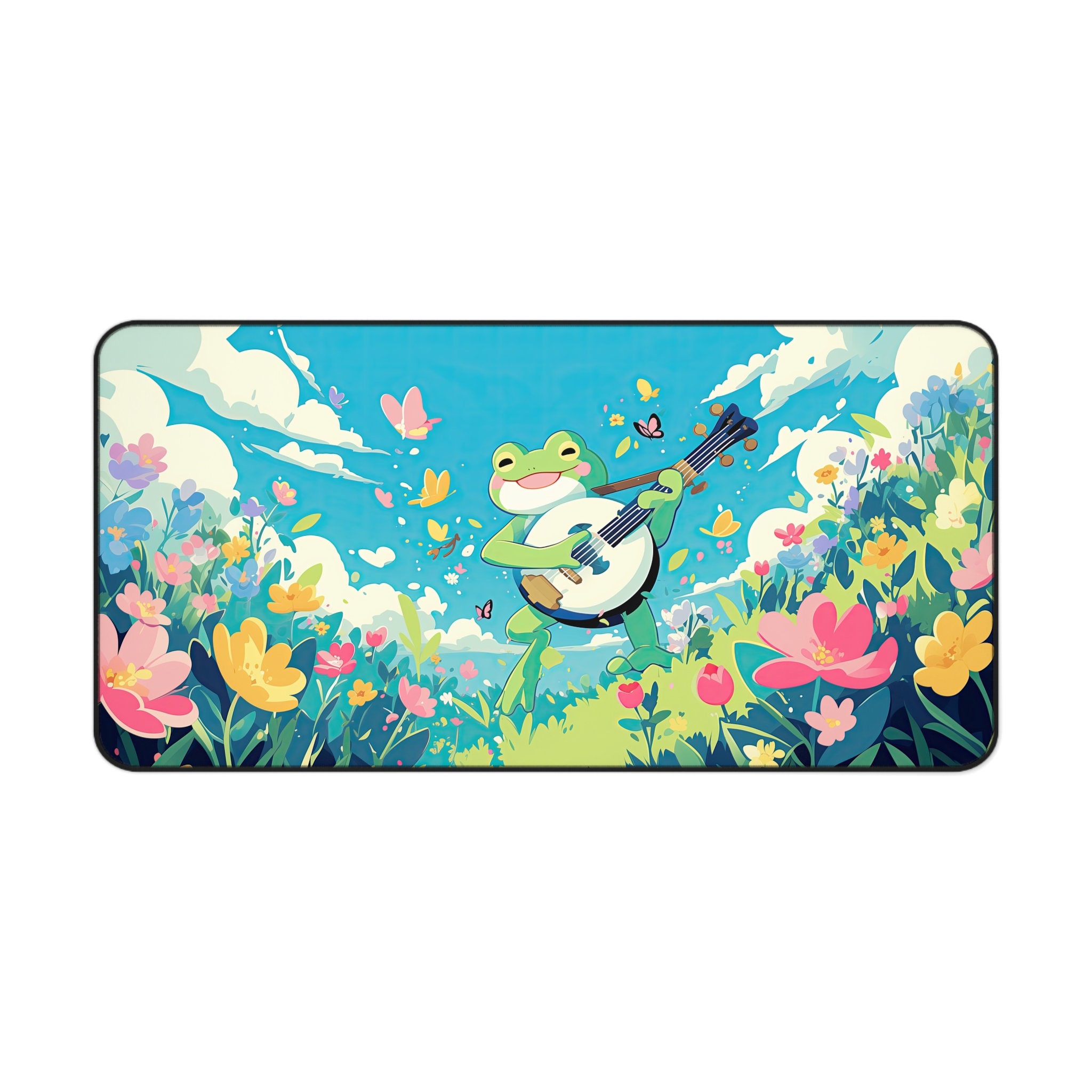 Frog the Bard Desk Mat, Kawaii Cute Frog Non Slip Mouse Pad, Aesthetic ...
