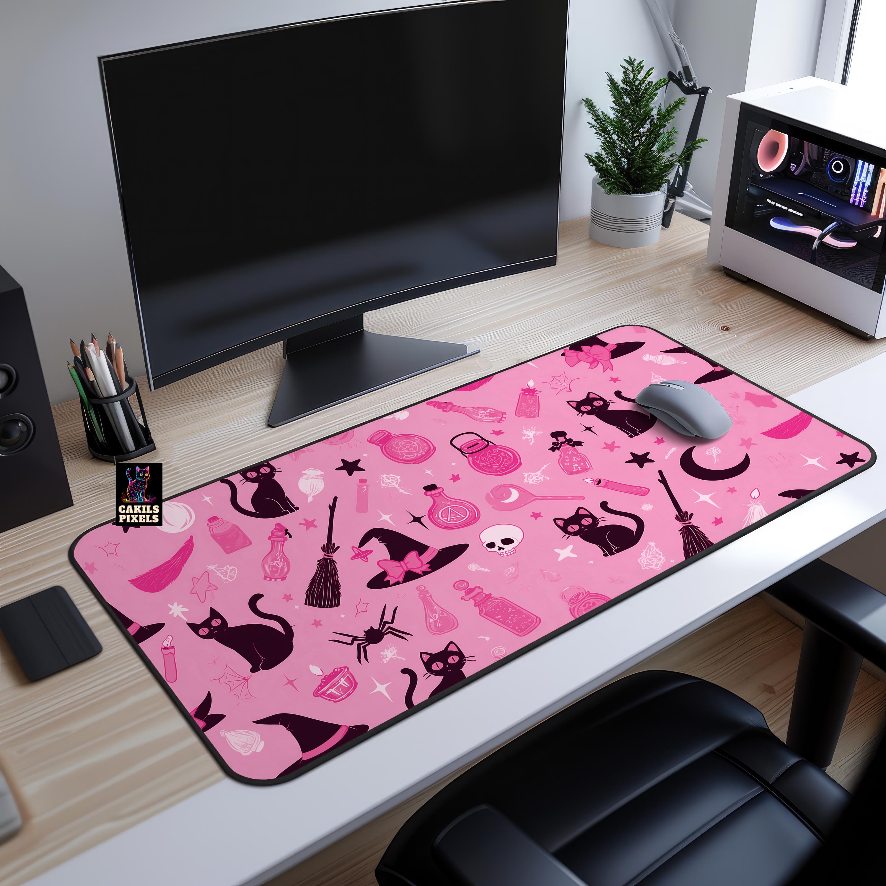 Pink Witchy Desk Mat, Cute Witch Stuff Mouse Pad, Witchcore Desk Decor ...