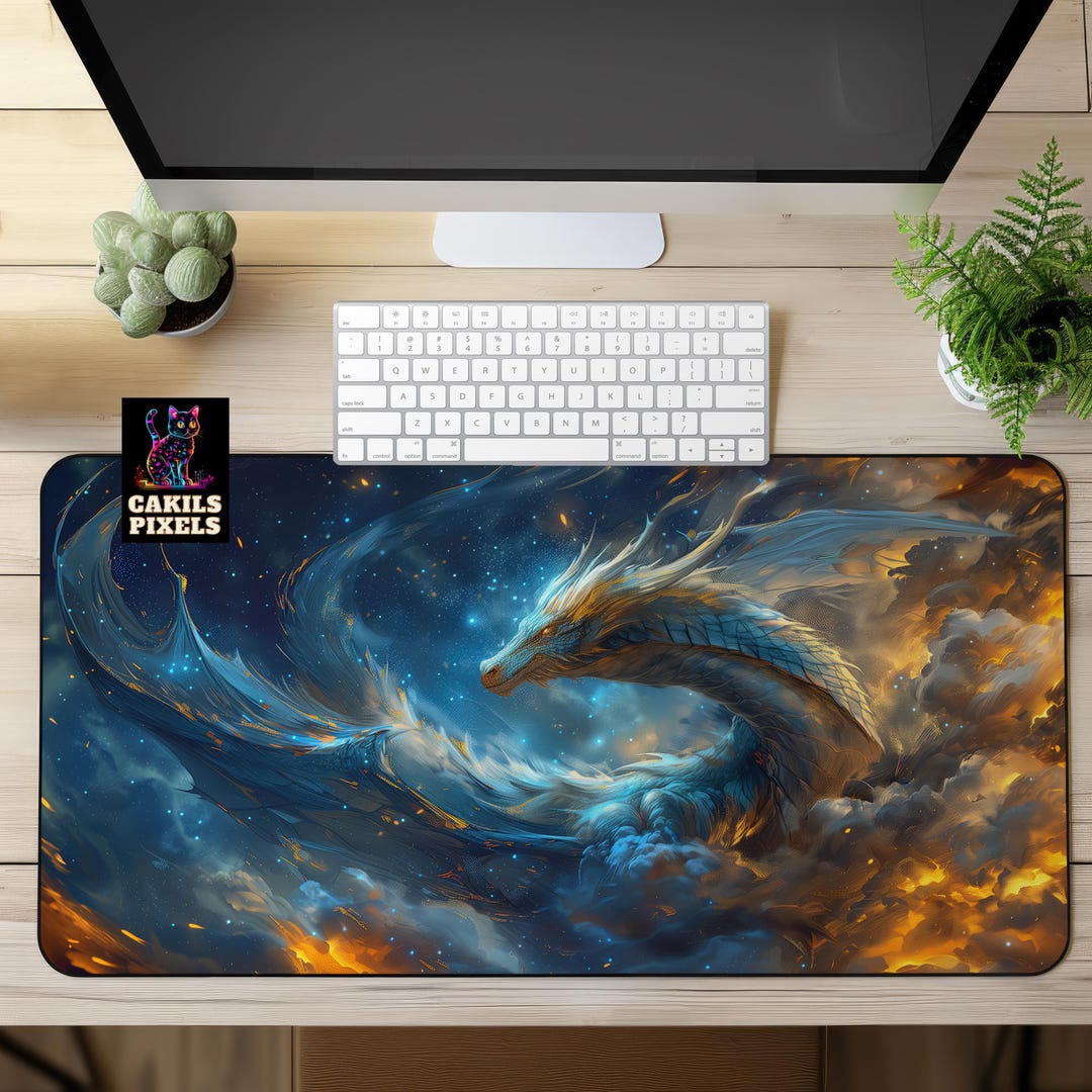 Celestial Dragon Desk Mat, Cosmic Dragon Mouse Pad, Legendary Beast ...