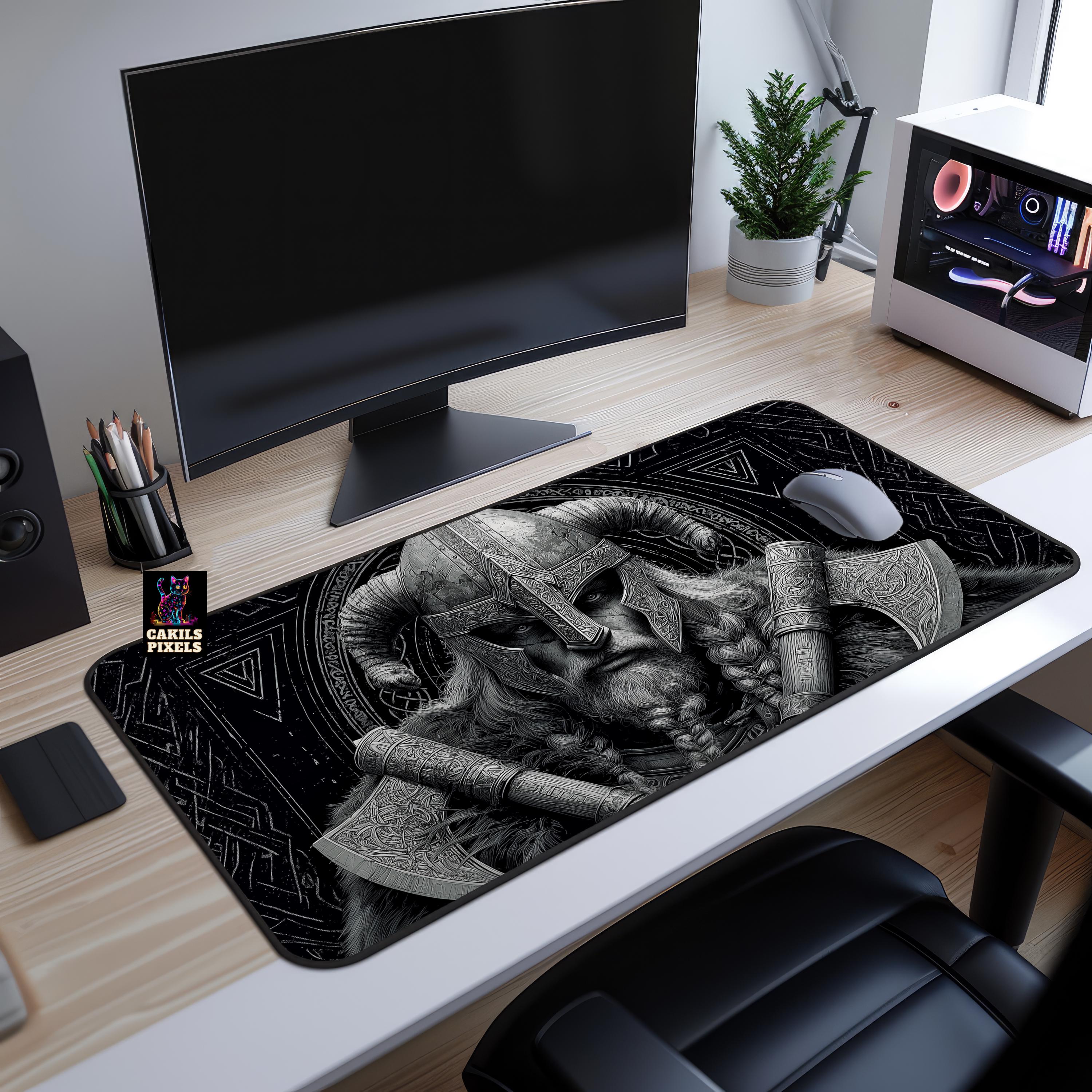 Viking Desk Mat - Nordic Warrior Mouse Pad - Norse Mythology Desk Decor ...