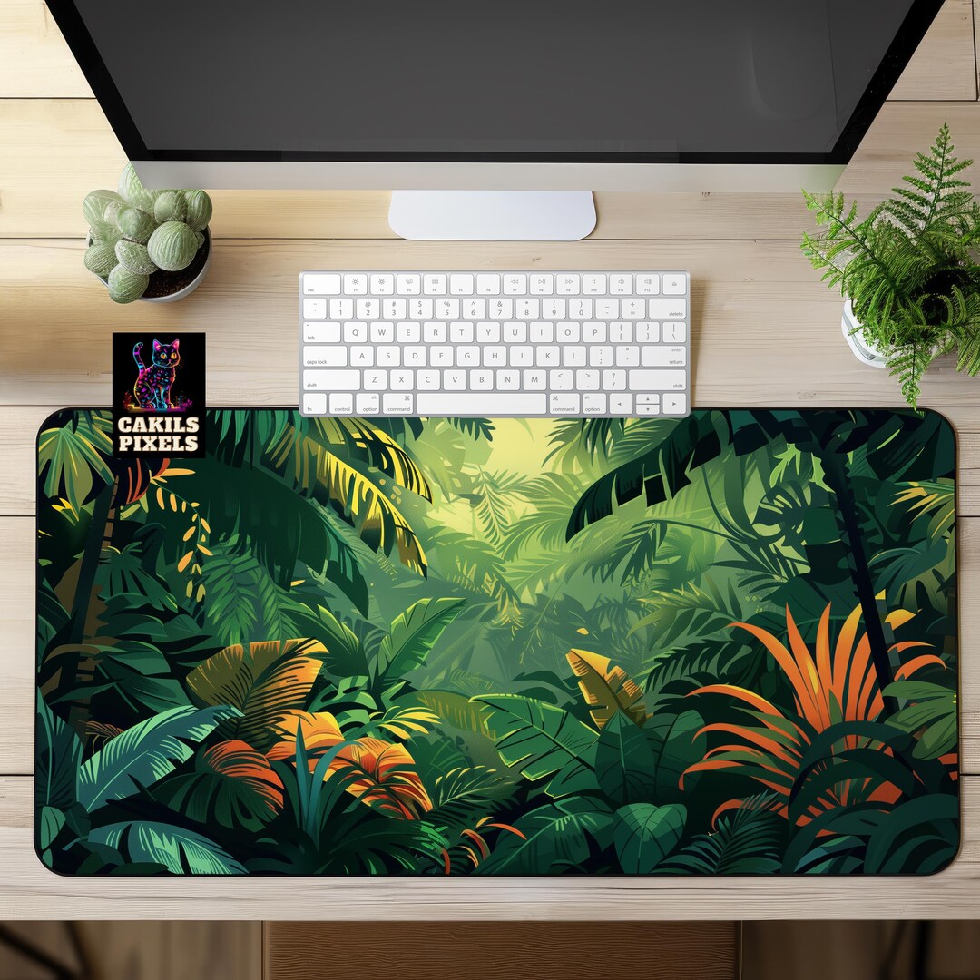 Rainforest Desk Mat, the Jungle Non Slip Mouse Pad, Aesthetic Desk Mat ...