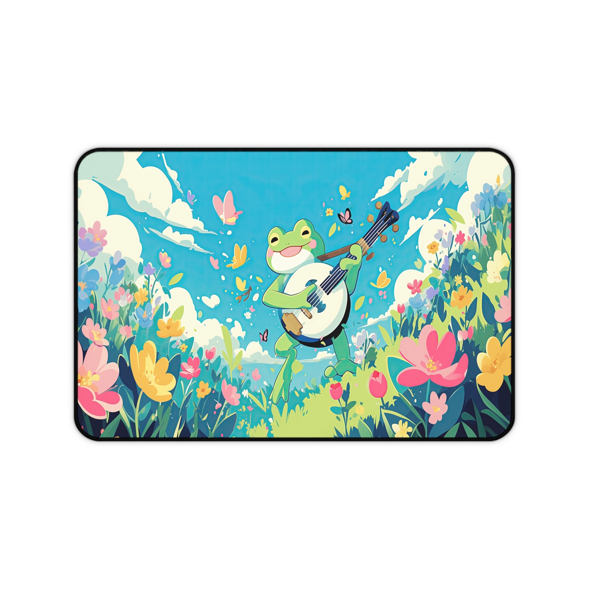 Frog the Bard Desk Mat, Kawaii Cute Frog Non Slip Mouse Pad, Aesthetic ...
