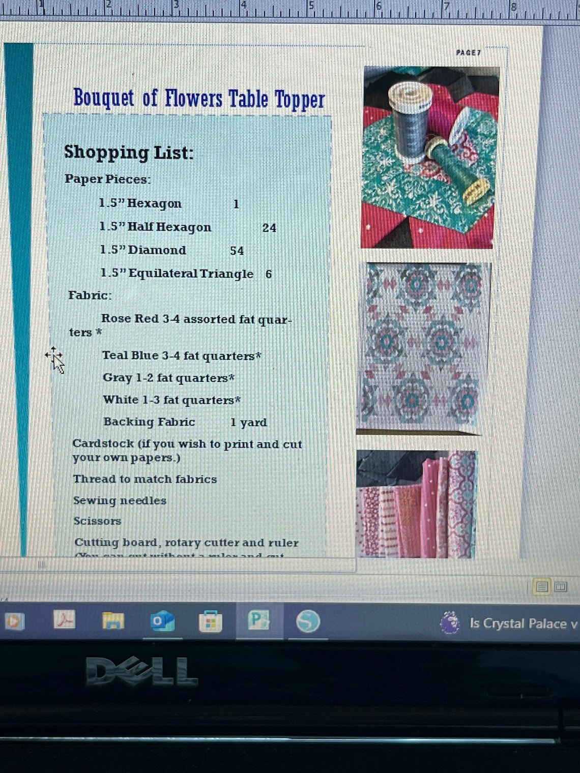 PDF Bouquet of Flowers EPP Table Topper Pattern (by Belinda) With ...