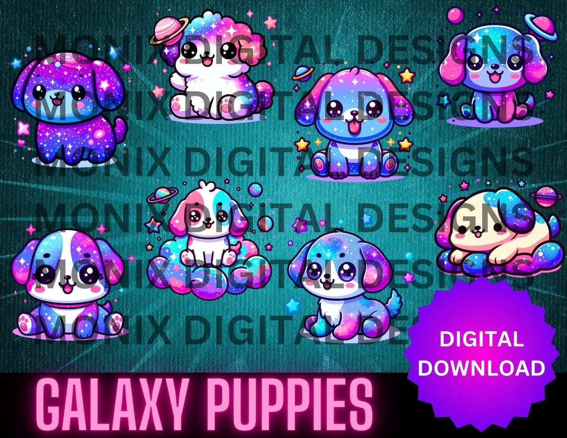 Galaxy Celestial Puppy Png, Digital Download, Colorful Galaxy, Cosmic ...