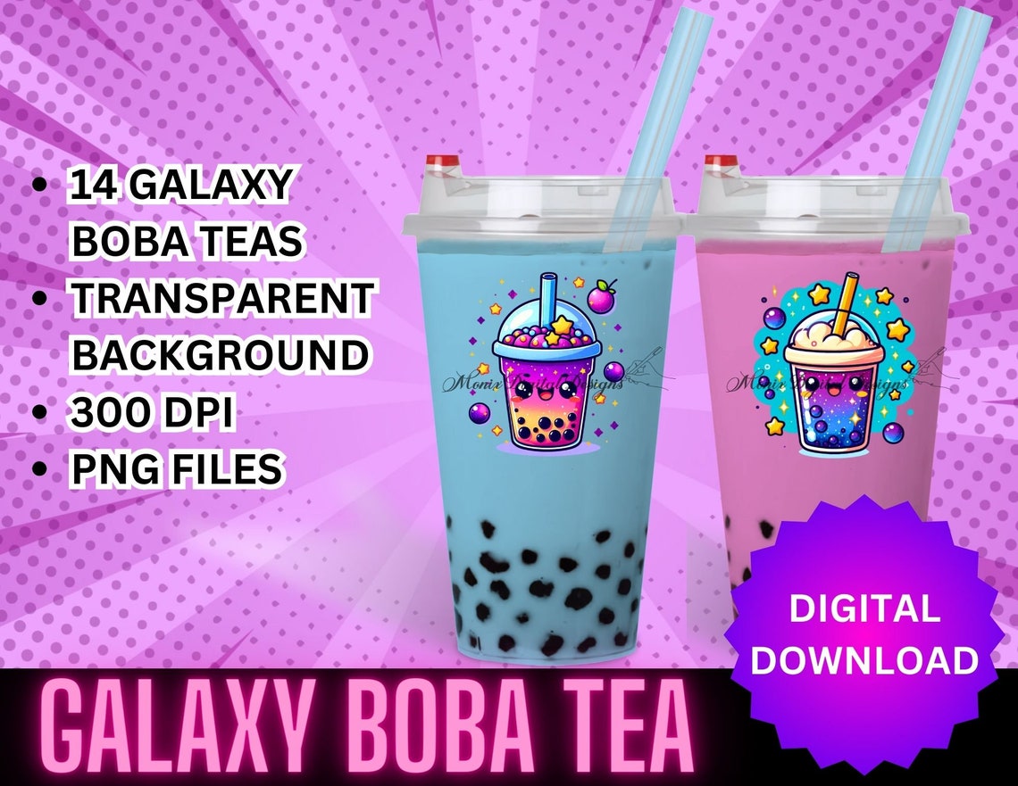 Boba Tea Kawaii Png, Boba Cute Digital Download, Drink Clipart, Galaxy ...
