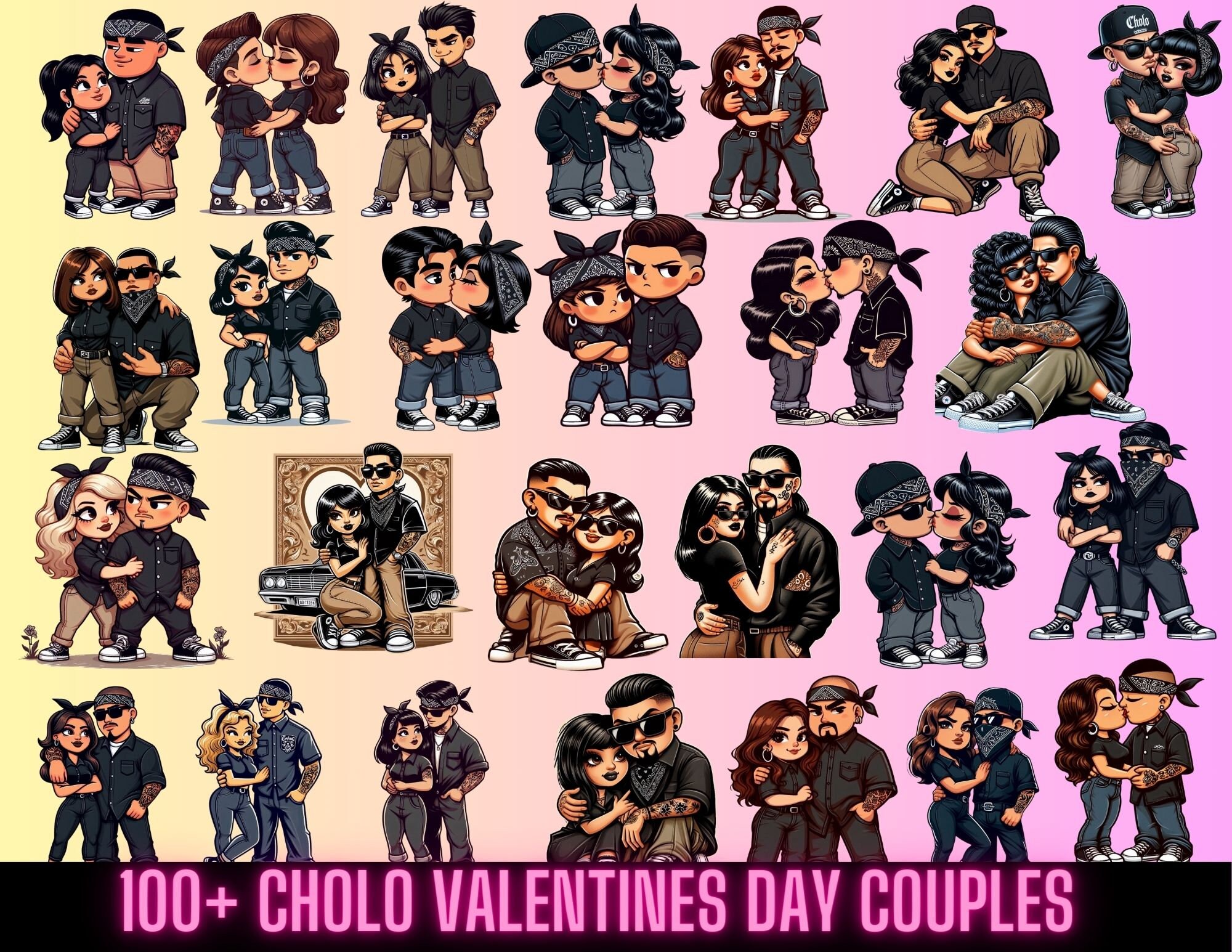 100+ Chicano Cholo Valentines Day Love Couples PNG File, Old School ...
