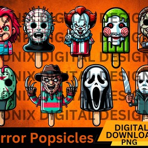 Horror Halloween Popsicle Png Bundle, Cute Horror Clipart, Digital ...