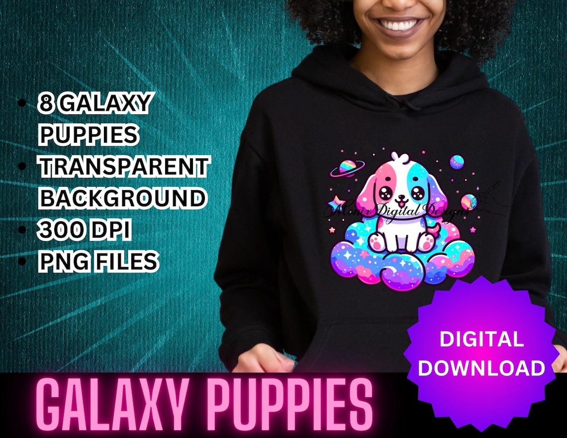 Galaxy Celestial Puppy Png, Digital Download, Colorful Galaxy, Cosmic ...