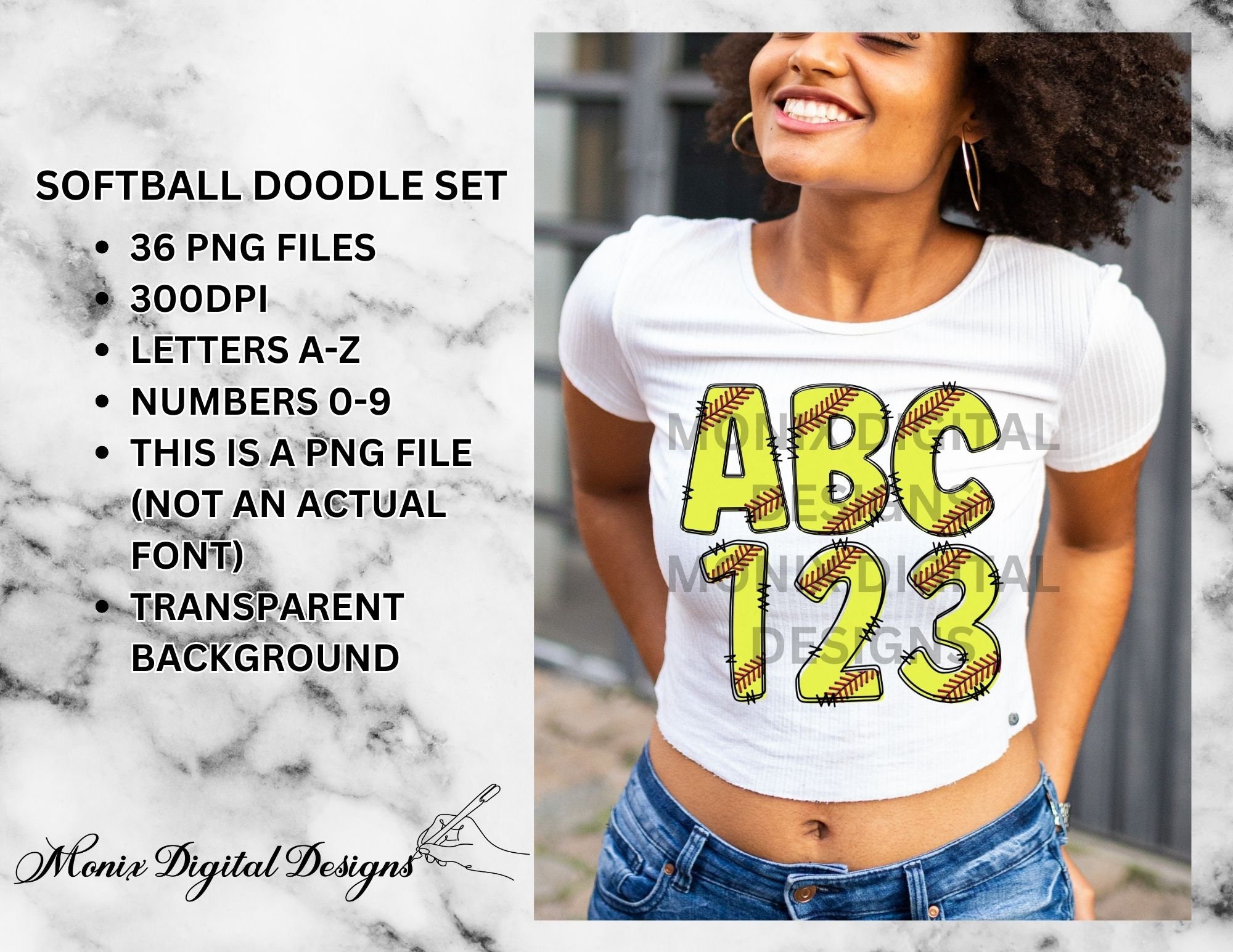 Softball Alphabet Letters Numbers PNG Bundle, Sports Doodle Letters ...