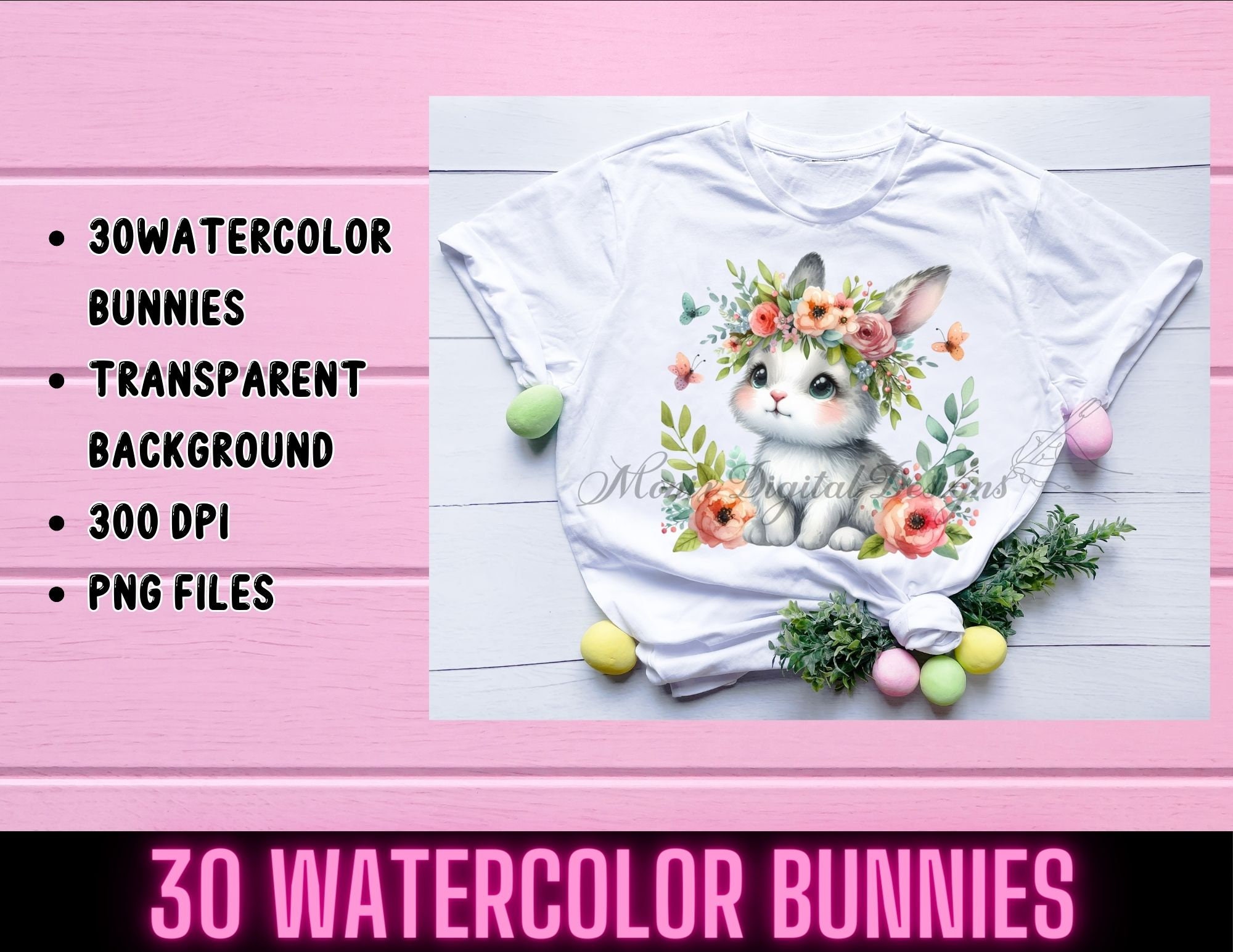 Watercolor Bunny Rabbits, Spring Bunny Rabbit, Animal Watercolor, PNG ...