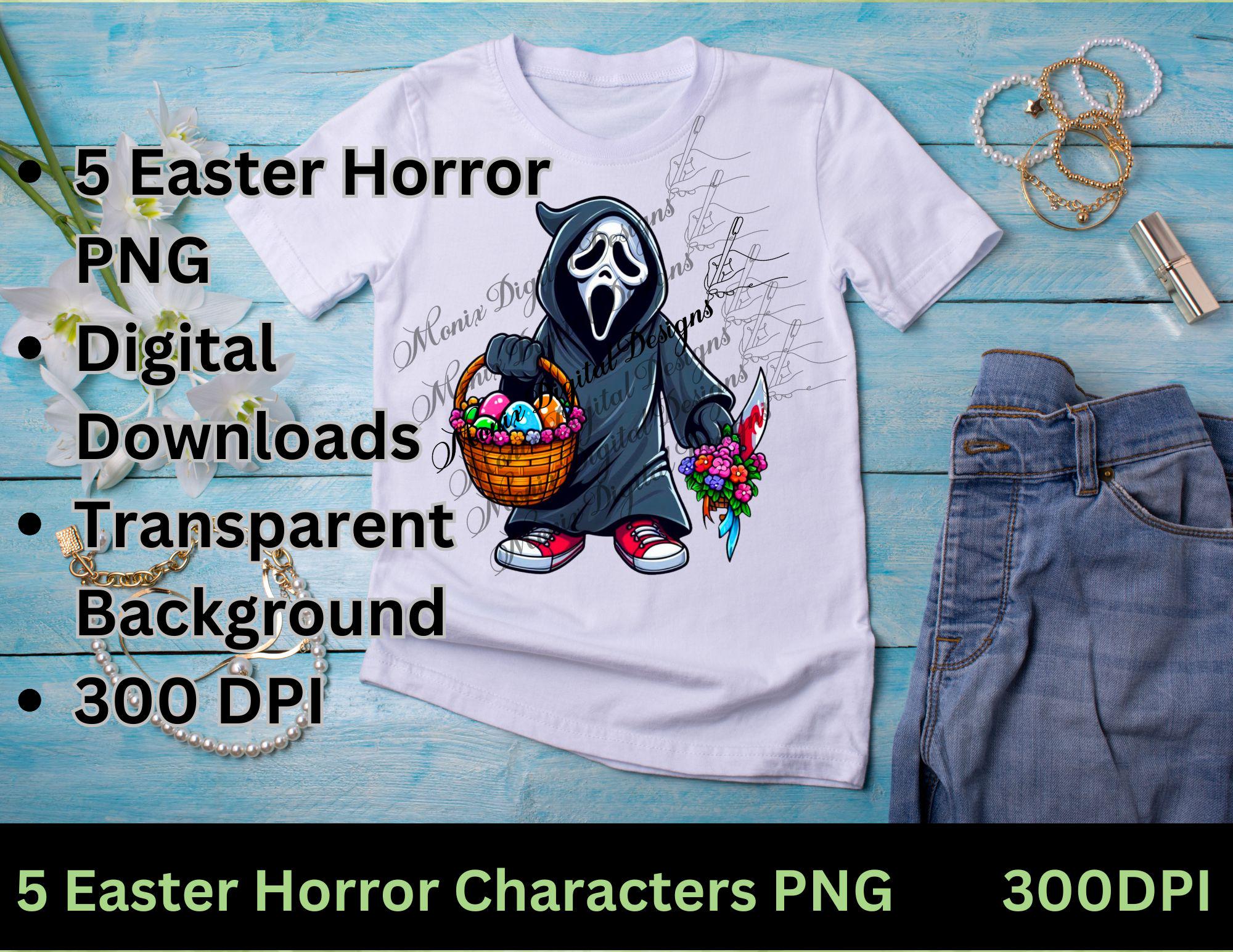 5 Horror Movie Easter Day PNG Bundle, Retro Easter Day Png, Killer ...