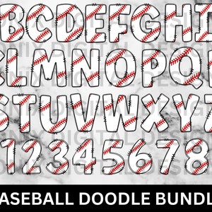 Baseball Alphabet Letters Numbers PNG Bundle, Sports Doodle Letters ...