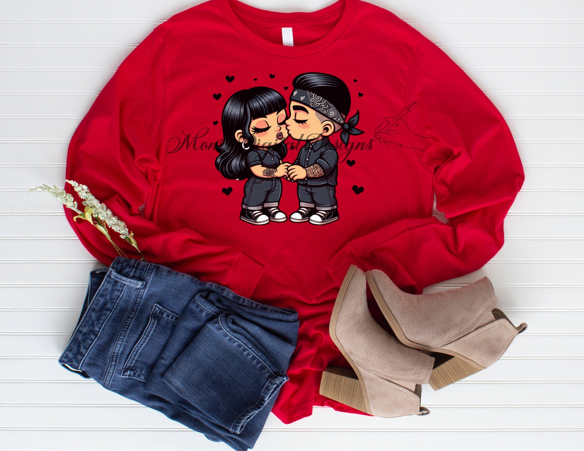 30+ Kissing Chicano Cholo Valentines Day Love Couples PNG File, Old ...
