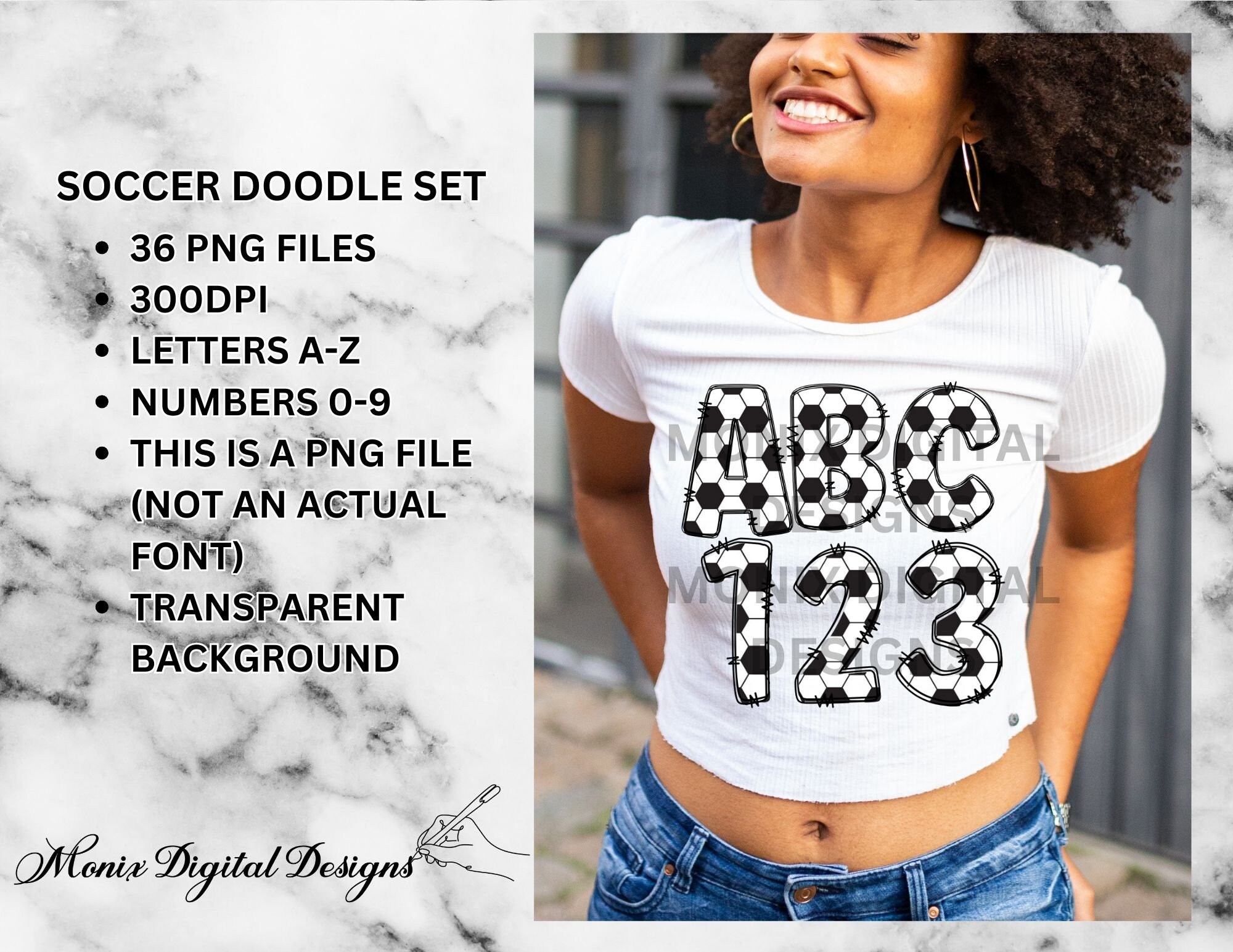 Soccer Alphabet Letters Numbers PNG Bundle, Sports Doodle Letters ...