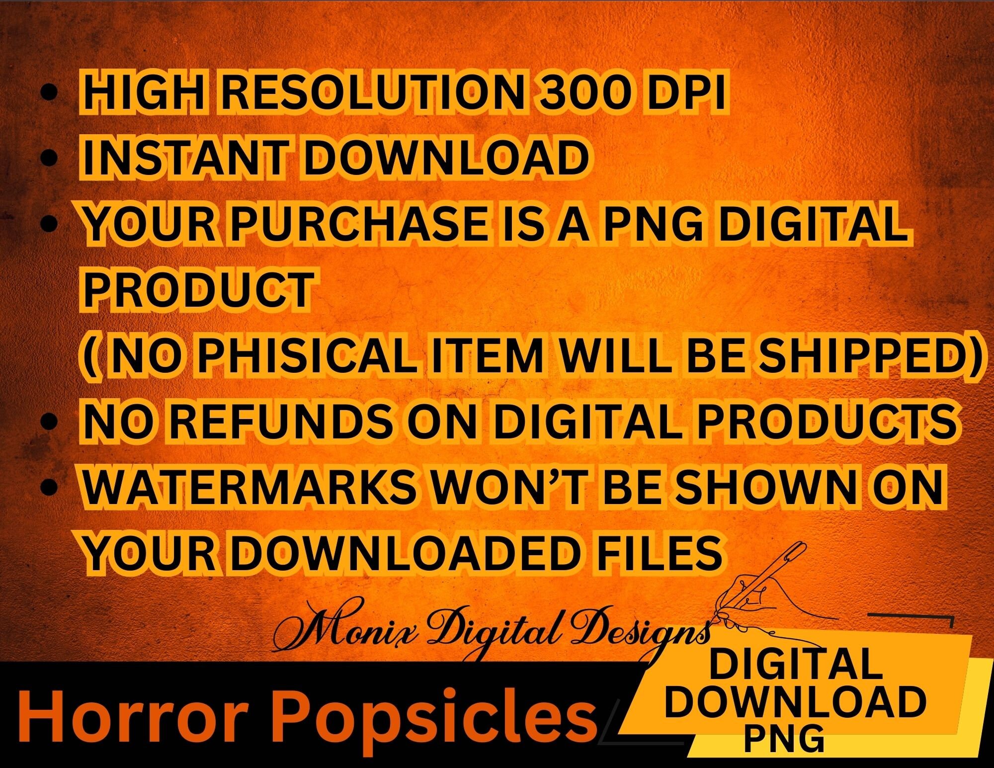 Horror Halloween Popsicle Png Bundle, Cute Horror Clipart, Digital ...