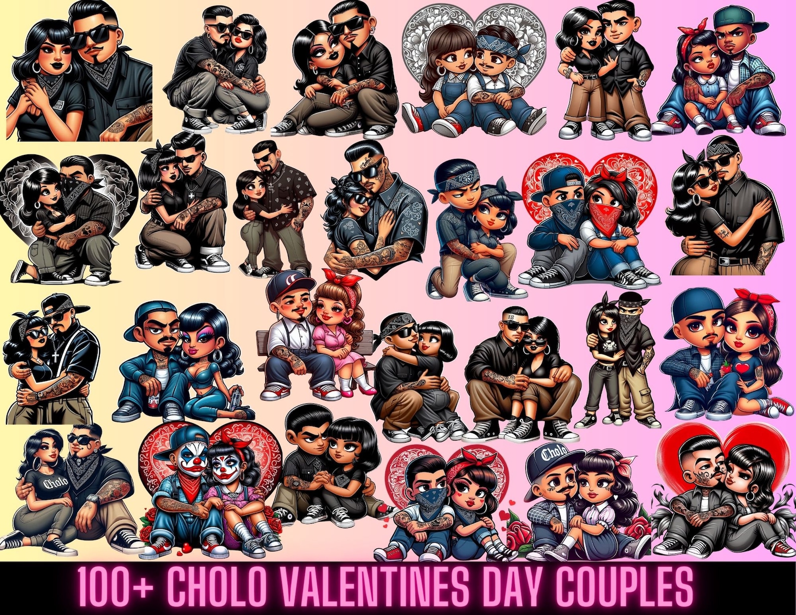 100+ Chicano Cholo Valentines Day Love Couples PNG File, Old School ...