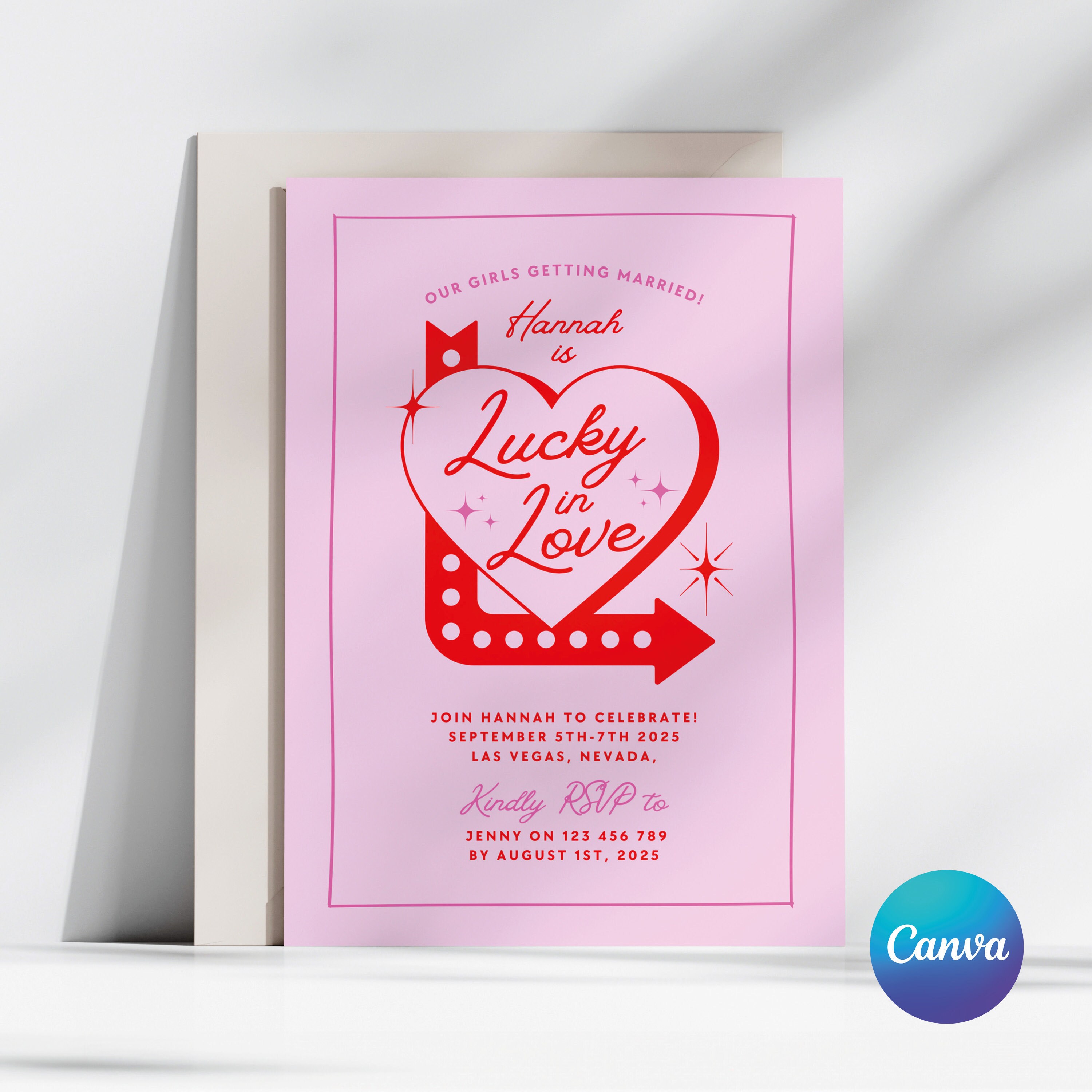 Editable Lucky in Love Bachelorette Invite, Las Vegas Invitation ...