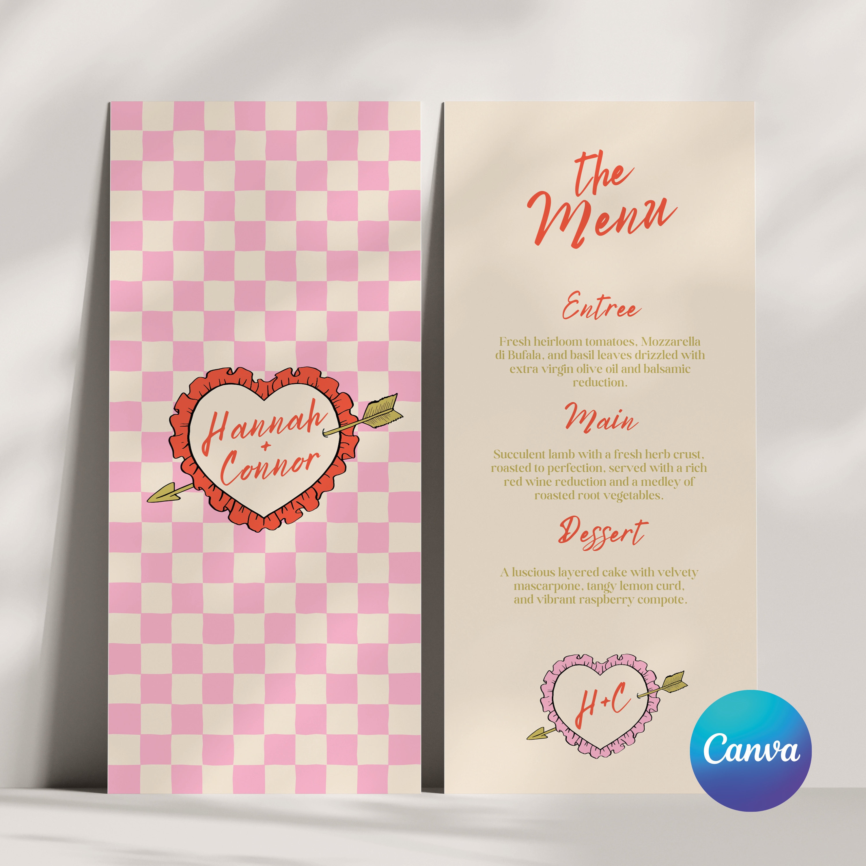 Checkerboard Menu and Place Card Template Hand Illustrated, Retro ...