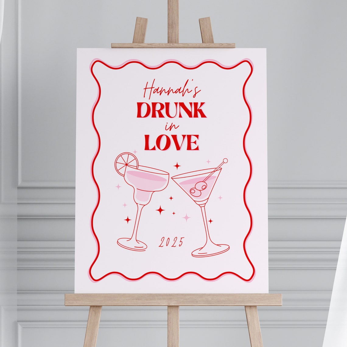 Drunk in Love Bachelorette Party Sign, Margarita and Martini Cocktail ...