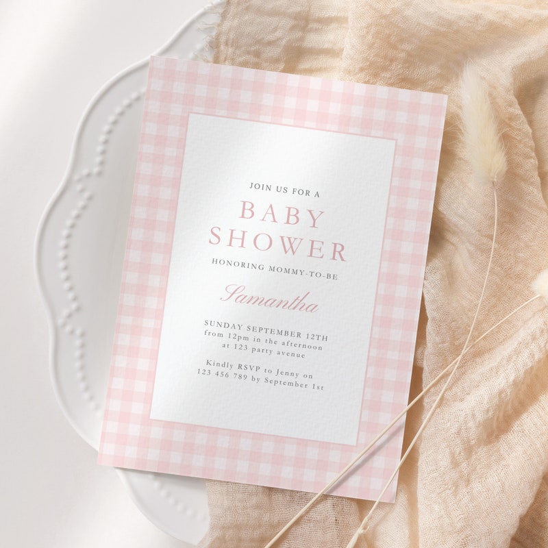 Gingham Invitation - Etsy