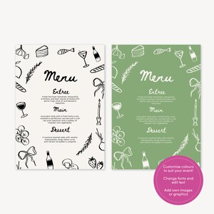 Menu and Place Card Template Hand Illustrated, Scribble Illustration ...
