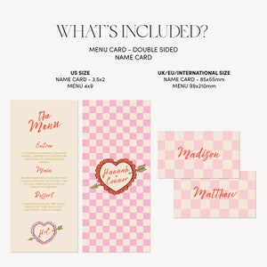 Checkerboard Menu and Place Card Template Hand Illustrated, Retro ...