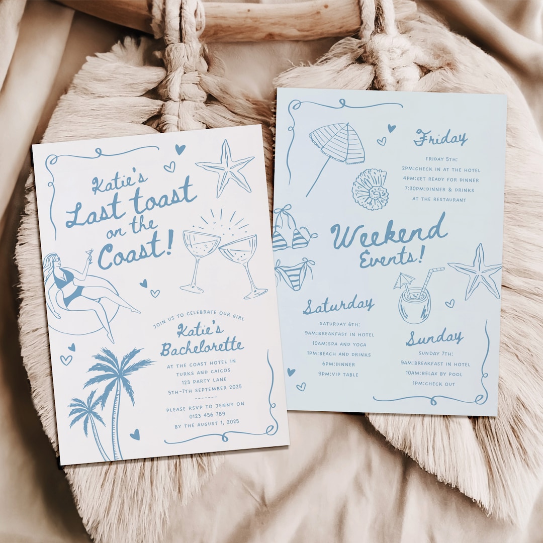 Last Toast on the Coast Bachelorette Itinerary Template, Editable Hen ...