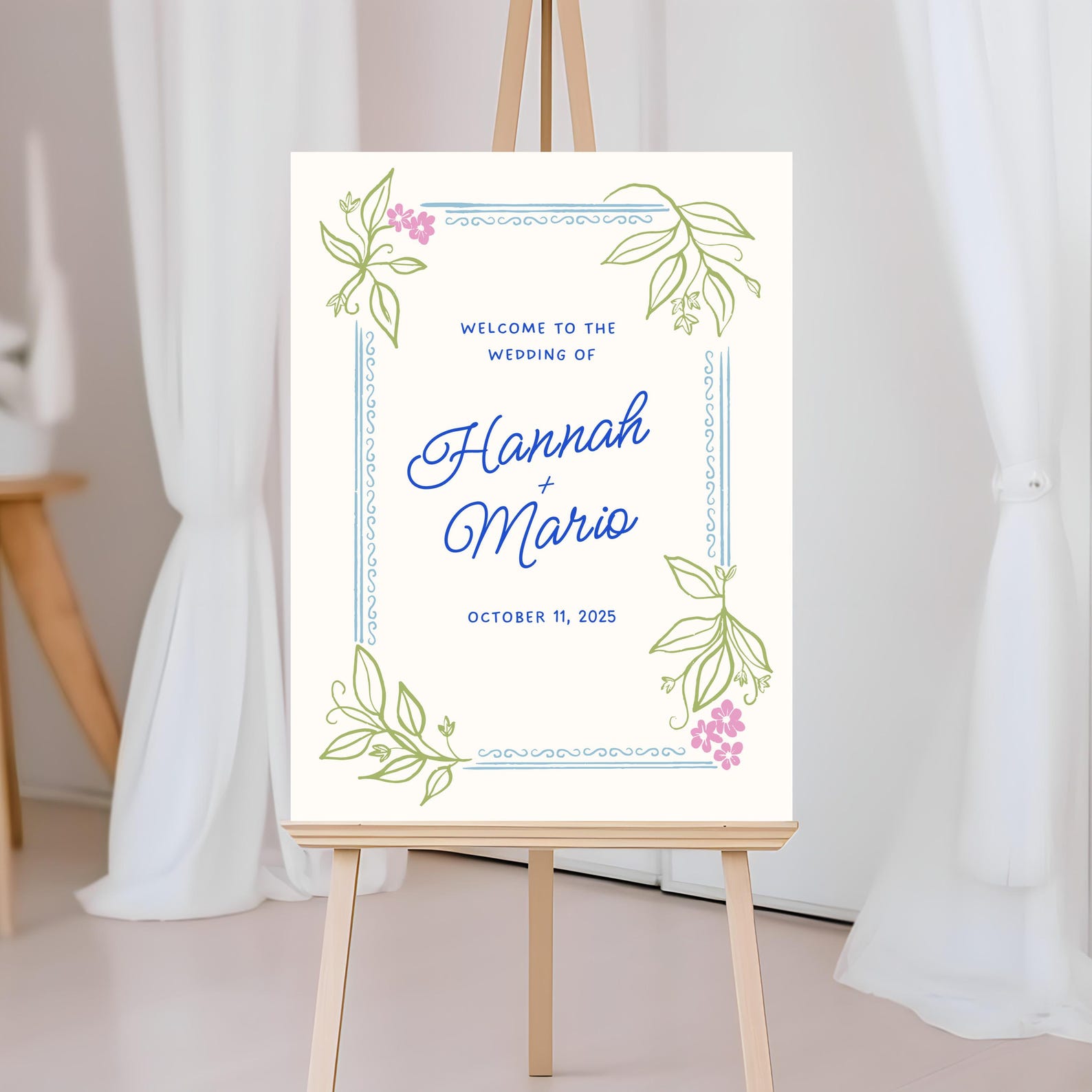 Editable Wedding Welcome Sign Easel Template, Mediterranean Wedding ...