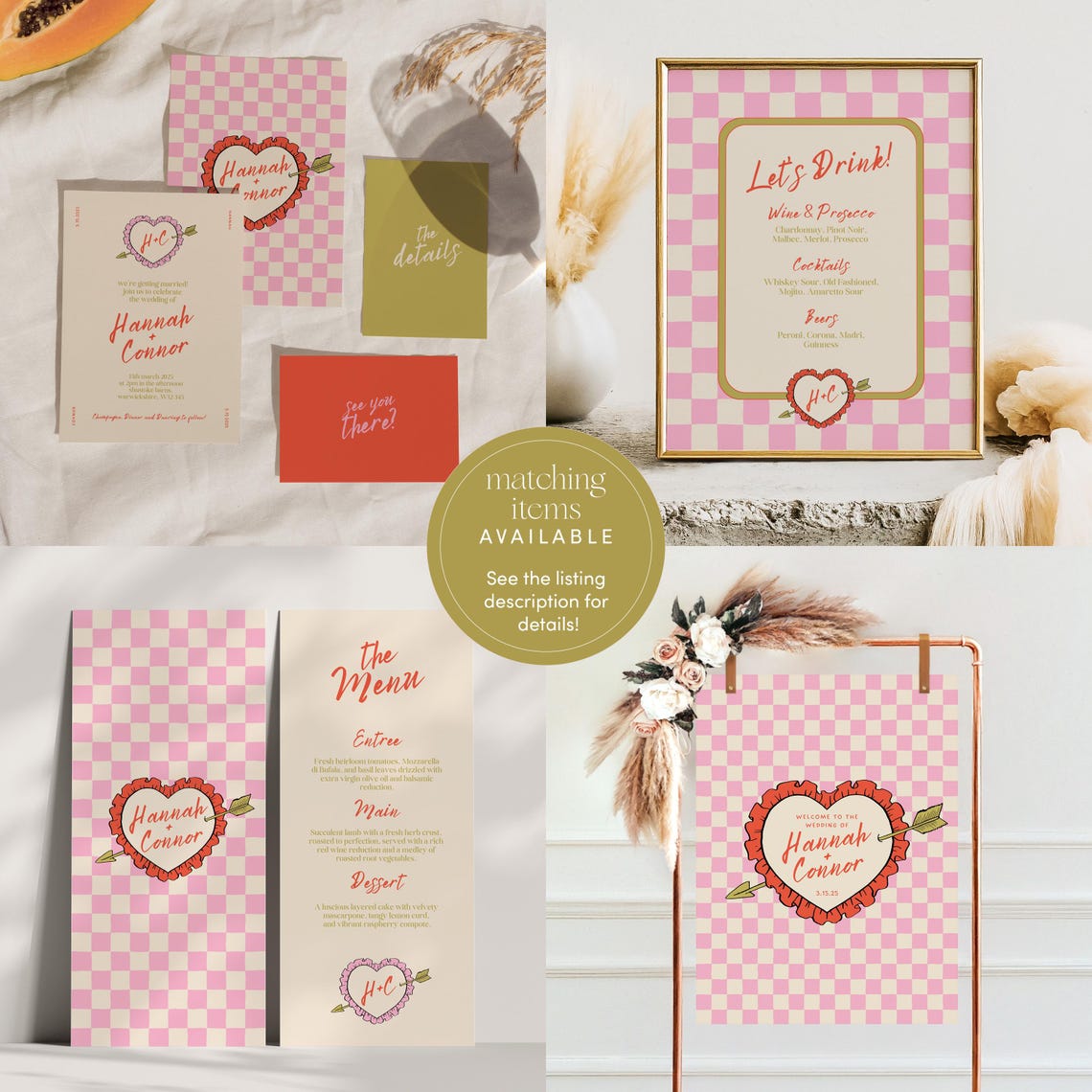 Cocktail Napkin Template for Wedding Illustrated Hand Drawn Heart ...