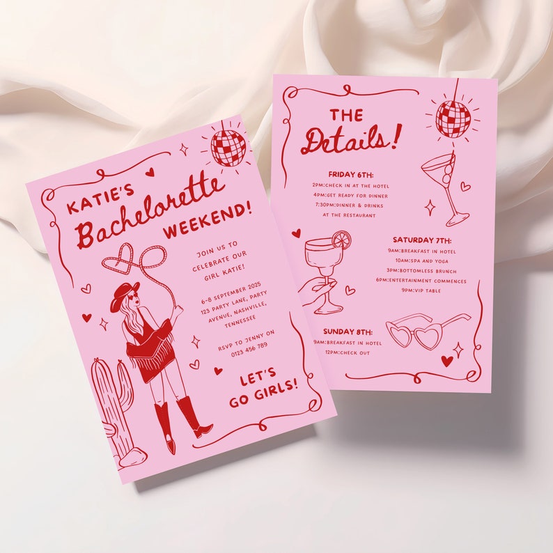 Printable Bachelorette Weekend Itinerary, Lets Go Girls Cowgirl ...