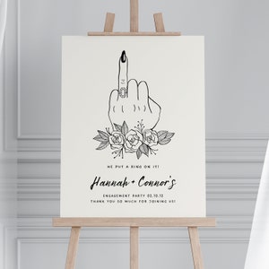 Hand Drawn Engagement Party Welcome Sign, Bridal Shower Party Decor ...