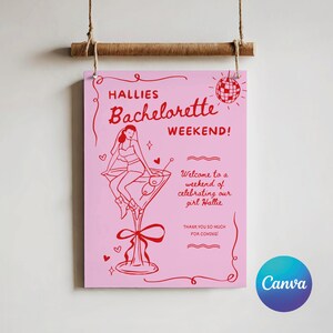 Bachelorette Weekend Welcome Sign, Hand-drawn Martini Cocktail ...