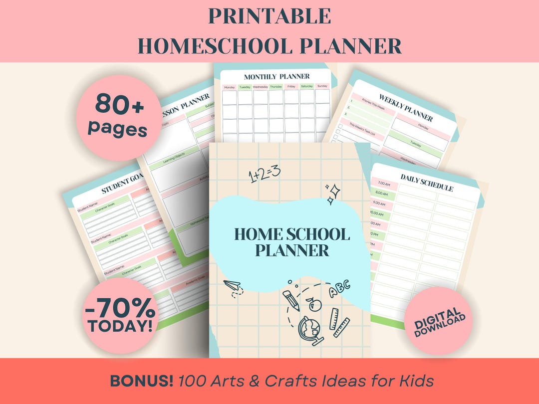 Homeschool Planner Printable, Digital Homeschool Organizer, Weekly and ...
