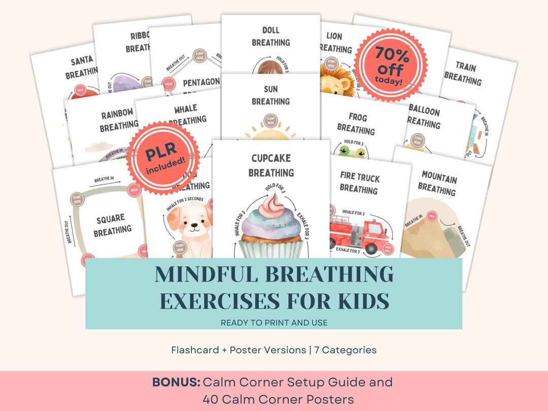 Mindful Breathing Exercises, Calm Down Breathing Printable Cards ...