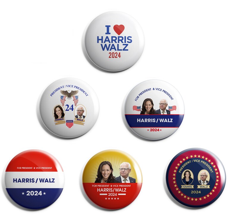 Kamala Harris / Tim Walz Campaign Button Set of 30 (HW24-30-ALL) - Etsy
